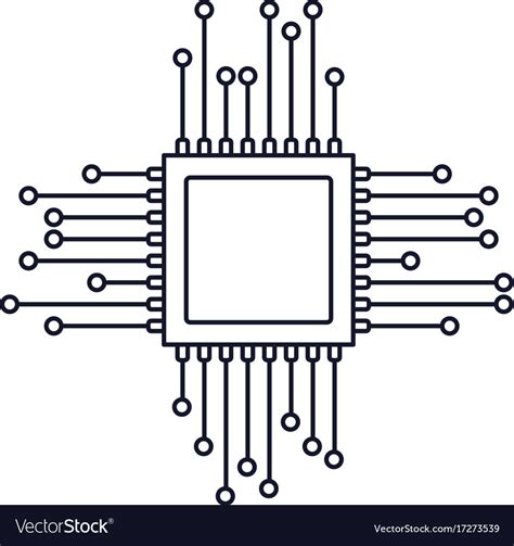 Microchip Icon Monochrome Silhouette On White Vector Image