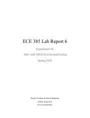 ECE 385 Lab Report 6 3 Pdf ECE 385 Lab Report 6 Experiment 6 SOC With NIOS II In