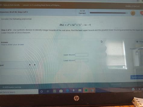 Solved Use Synthetic Division To Identify Integer Bounds Of Chegg