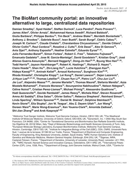 Pdf The Biomart Community Portal An Innovative Alternative To Large Centralized Data