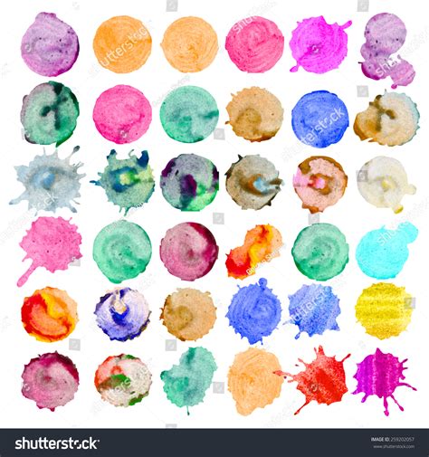 Set Of Watercolor Blobs Isolated On White Background 36 Items Set Stock Vector Illustration
