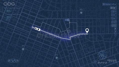 Gps Graphic Tourist Map Of Territory Search Map Navigation Fragments Of Town Futuristic