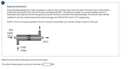 Solved Required InformationA Double Pipe Parallel Flow Heat Chegg