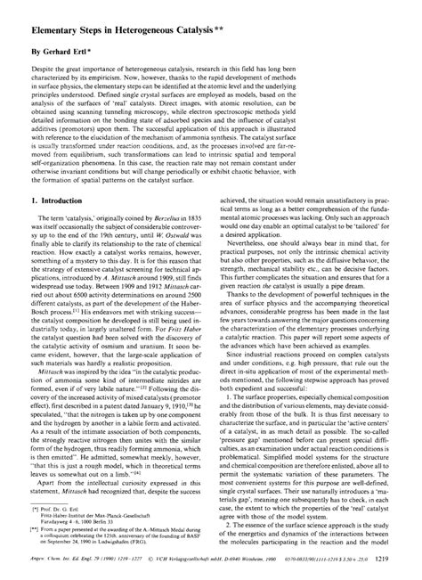 Pdf Elementary Reaction Steps In Heterogeneous Catalysis