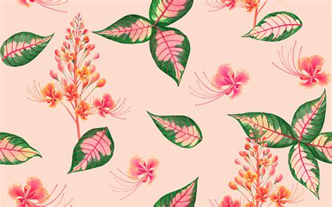 수채화 그림 다채로운 열대 잎 녹색 잎 원활한 패턴 배경 수채화 손으로 그린 그림 벽지 섬유 하와이 알로하 여름 스타일을위한 열대 이국적인 잎 인쇄 0명에 대한 스톡 벡터