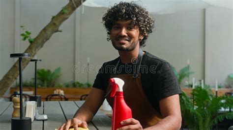 Opening Small Business Indian Arabian Ethnic Male Man Guy Cafe Worker