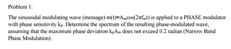 Solved The Sinusoidal Modulating Wave Message