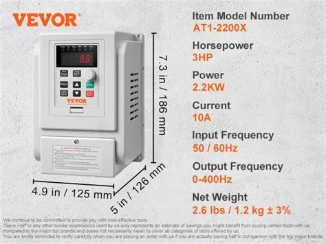 Vevor 3hp Variable Frequency Drive — Vfd 22kw 3 Phase