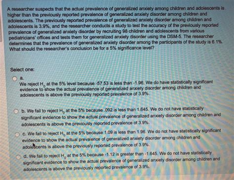 Solved A Researcher Suspects That The Actual Prevalence Of