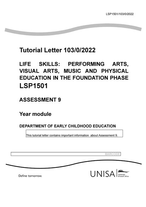 Document Tutorial LSP Tutorial Letter LIFE SKILLS PERFORMING ARTS