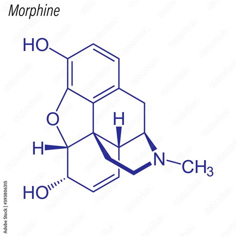 Vector Skeletal Formula Of Morphine Drug Chemical Molecule Stock