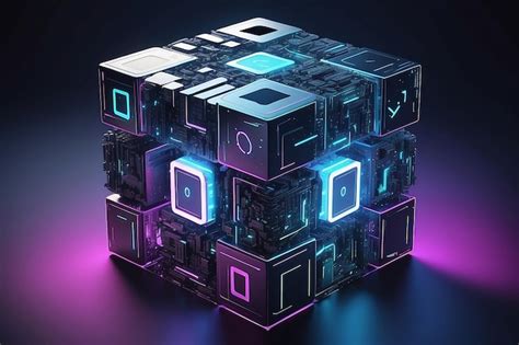 Premium Photo Big Data Cube Quantum Computer Server Concept Background 3d Blockchain Cube