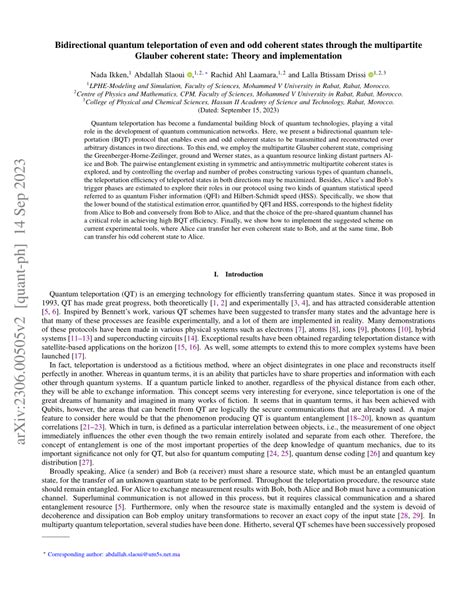 Pdf Bidirectional Quantum Teleportation Of Even And Odd Coherent States Through The