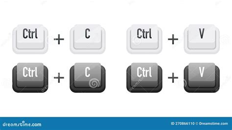 Ctrl C And Ctrl V Keyboard Keys Shortcut Keys Stock Vector