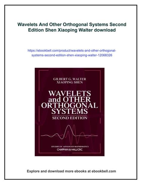 Wavelets And Other Orthogonal Systems Second Edition Shen Xiaoping