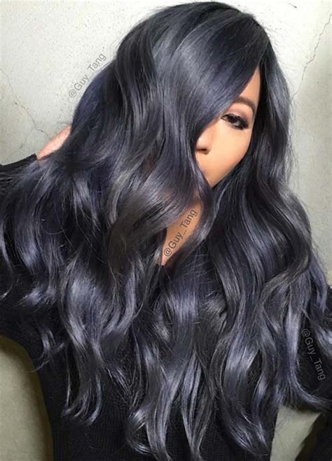 Midnight Blue Dark Brown Blue Ombre Hair
