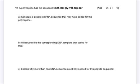 Solved 10 A Polypeptide Has The Sequence