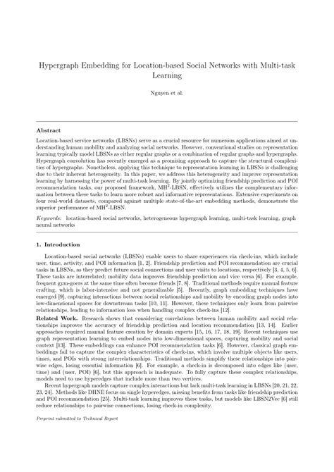 Pdf Hypergraph Embedding For Location Based Social Networks With Multi Task Learning