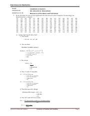 Statistics Exercise 3 Docx Exercises In Statistics NAME CHARISSA N BAGUIO PROFESSOR DR