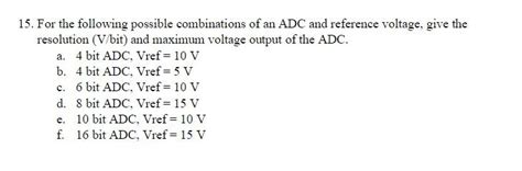 Solved For The Following Possible Combinations Of An ADC Chegg