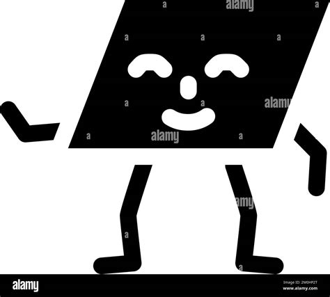 Parallelogram Geometric Shape Character Glyph Icon Vector Illustration