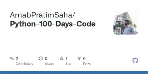 Github Arnabpratimsahapython 100 Days Code