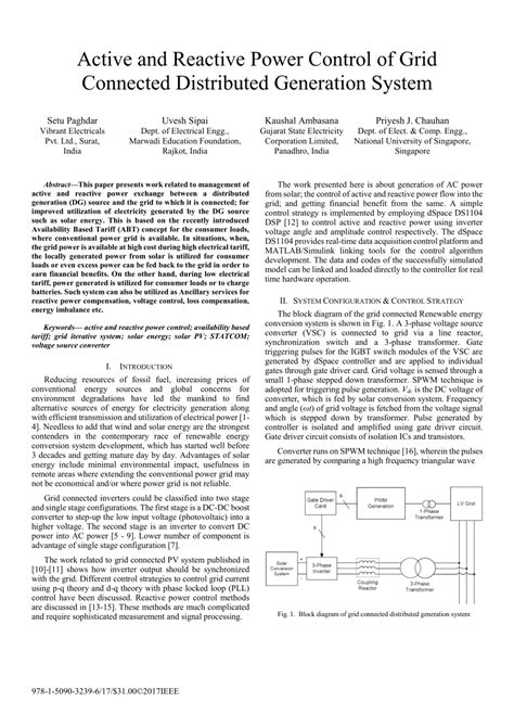 pdf active and reactive power control of grid connected distributed generation system