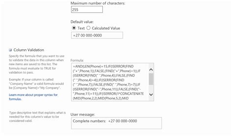 Day 289 Sharepoint Column Validations On Telephone Numbers Tracy