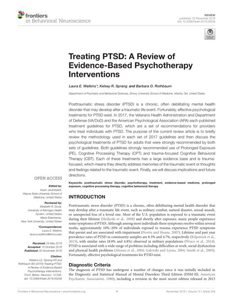 Pdf Treating Ptsd A Review Of Evidence Based Psychotherapy Interventions