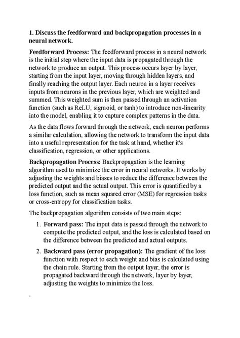 Dl Notes Discuss The Feedforward And Backpropagation Processes In A