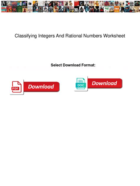 Fillable Online Classifying Integers And Rational Numbers Worksheet