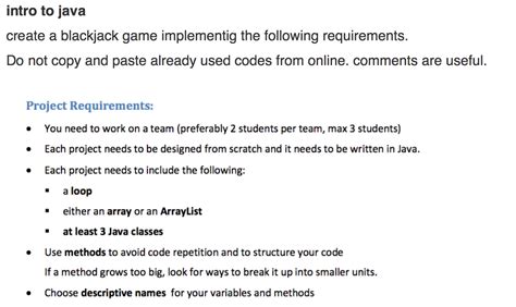 Solved Intro To Java Create A Blackjack Game Implementing