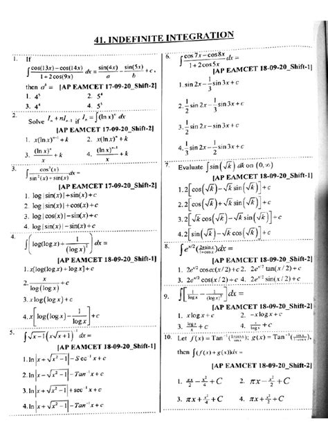 Math Indefinite Integration Pdf