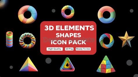 Dimensional Designs Vibrant 3d Shapes Icons Set Images
