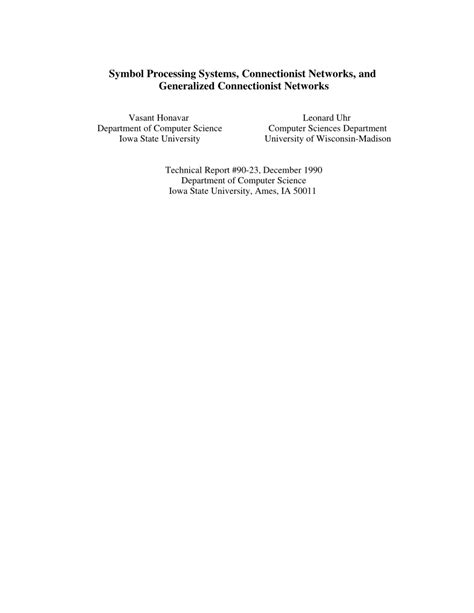 Pdf Symbol Processing Systems Connectionist Networks And Generalized Connectionist Networks