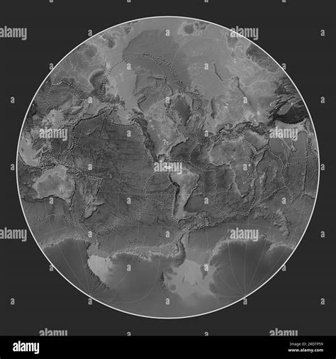 Panama Tectonic Plate On The Grayscale Elevation Map In The Lagrange Oblique Projection Centered