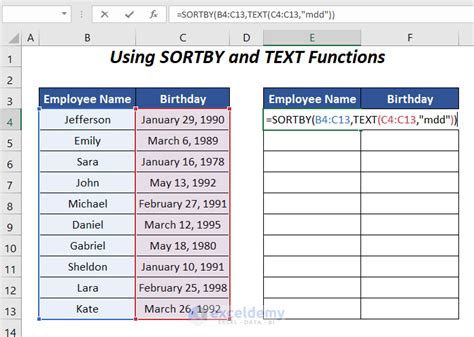 How To Sort Birthdays By Month And Day In Excel 5 Ways Exceldemy