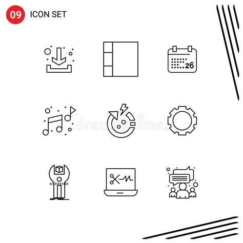Group Of 9 Modern Outlines Set For Setting World Jan Save Arrow Stock Vector Illustration