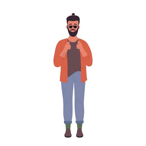 Premium Vector Hipster Man Showing Hands Gesture