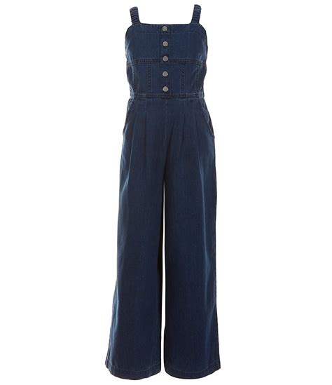 Habitual Big Girls 7 16 Sleeveless Wide Leg Denim Jumpsuit Dillards