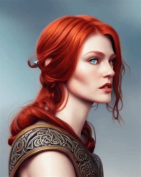 Portrait Of Beautiful Thin Redhead Woman Embracing Fit Viking Man Creative Fabrica