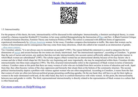 Intersectionality Reflection Pdf