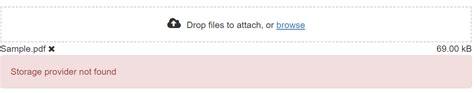 Upload File Through Action Center Form Error Storage Provider Not