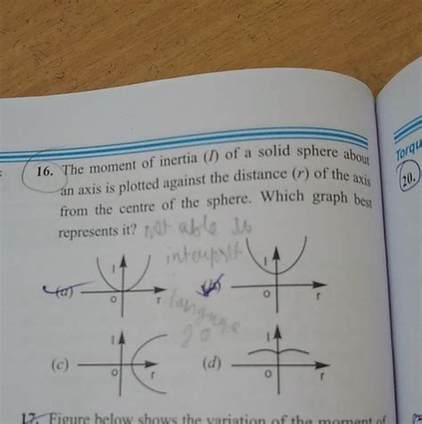 16 The Moment Of Inertia I Of A Solid Sphere About An Axis Is Plotted