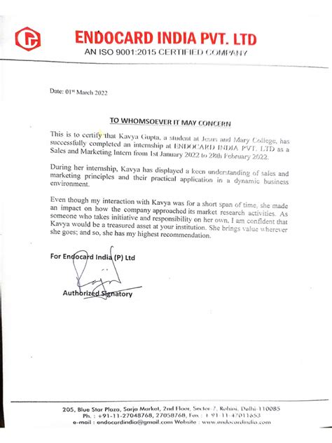 Experience Letter Pdf