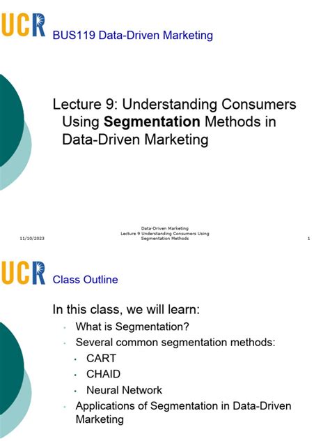 Lecture 9 Segmentation Methods Pdf Market Segmentation Data Science