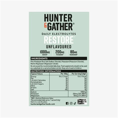 Hunter And Gather Restore Unflavoured Electrolyte Sachets Naturedoc Shop