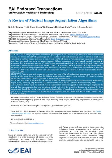 Pdf A Review Of Medical Image Segmentation Algorithms