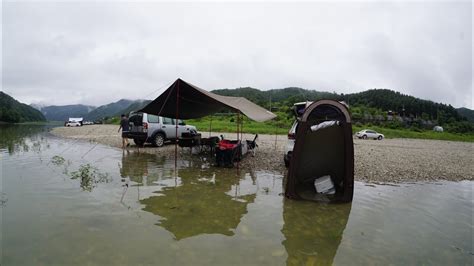 강원도 홍천군 남노일유원지 반곡밤벌유원지 홍천강 우중캠핑 노지 캠핑 차박 캠핑 물에잠길뻔 물범람주의