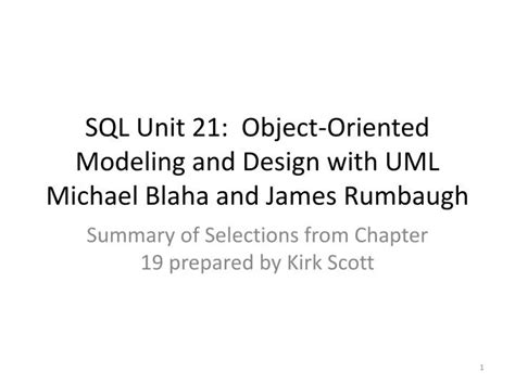 PPT SQL Unit 21 Object Oriented Modeling And Design With UML Michael